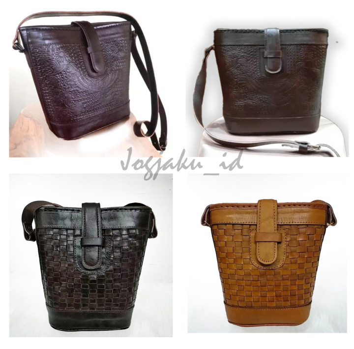 Tas Kulit Rajut Slepang Sling Bag Polos Tas Anyaman Asli Jogja | Lazada ...