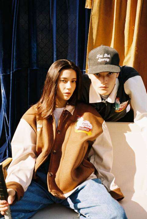 fats and angry เสื้อJacket Fat but Sporty Varsity Jacket สีน้ำตาล สี ...