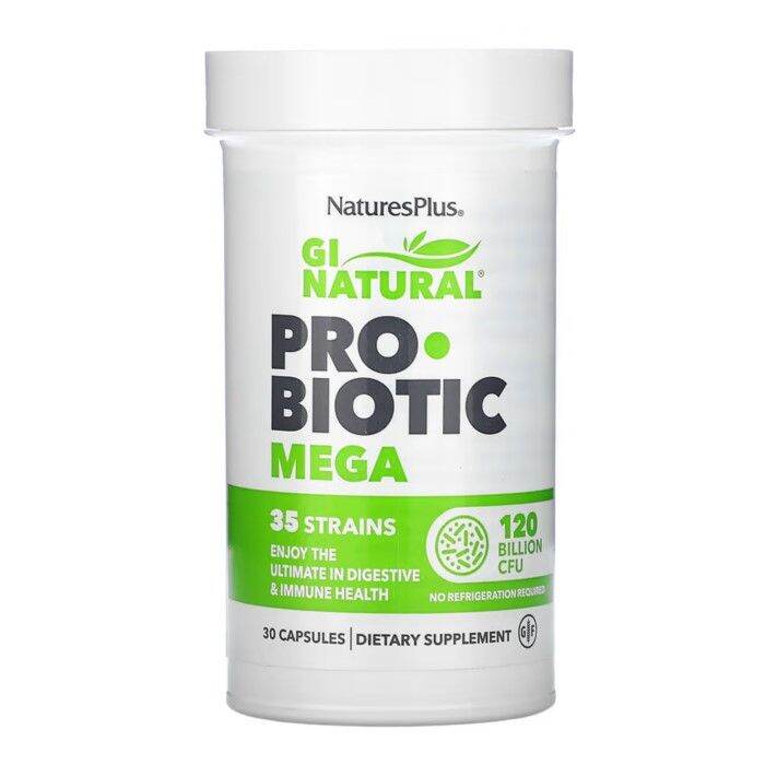 NaturesPlus, GI Natural Probiotic Mega, 120 Billion CFU, 30 Capsules ...