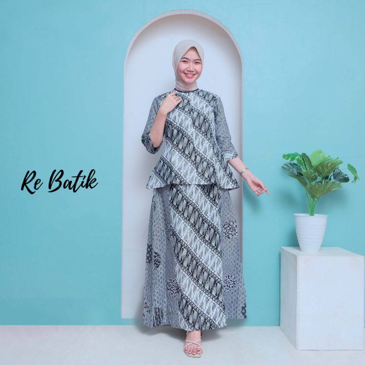 SETELAN BATIK WANITA DEWASA MONOKROM S M L XL XXL 3L 4L 5L 6L7L | Lazada Indonesia
