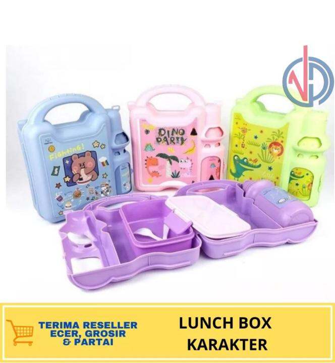 LUNCH BOX KARAKTER TEMPAT BEKAL MAKAN DAN BOTOL MINUM FREE PACKING ...