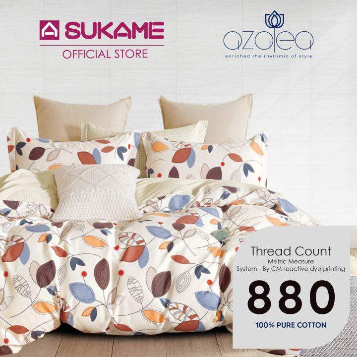 SUKAME Azalea 100% Pure Cotton Queen Fitted Bedsheet Set [880 Thread ...