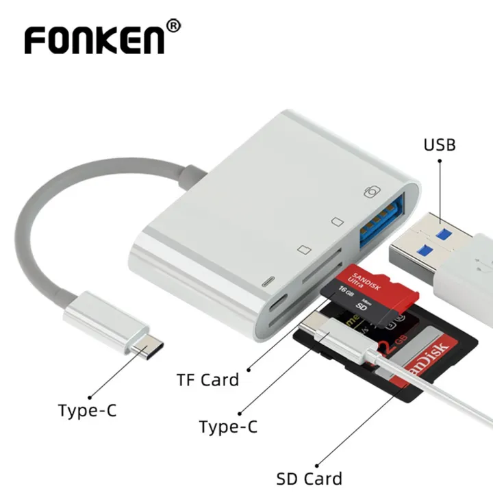 FONKEN 4 In 1 USB Card Reader Type C For Macbook Memory Card Reader ... FONKEN 4 In 1 USB Card Reader Type C For Macbook Memory Card Reader ...