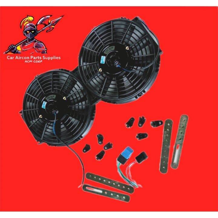 【High quality】 2PC AUX FAN WITH RELAY Car Aircon Parts Universal high ...