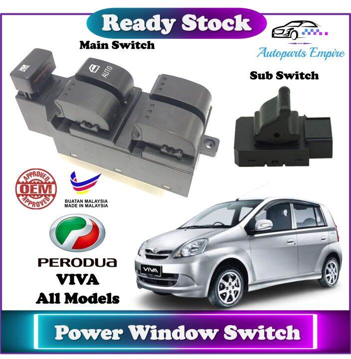 Perodua Viva / Elite 】 Main & Sub Power Window Switch / Suis Tingkap ...