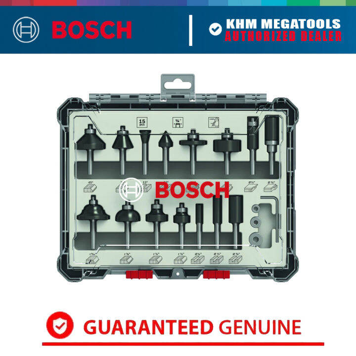 Bosch Router Bit Set 1/4" Shank (15pcs) [2607017473] •khm megatools ...