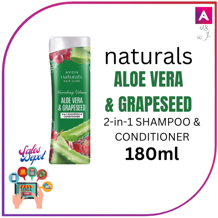AVON Naturals ALOE VERA & GRAPESEED 2-IN-1 Shampoo & Conditioner (180ml ...