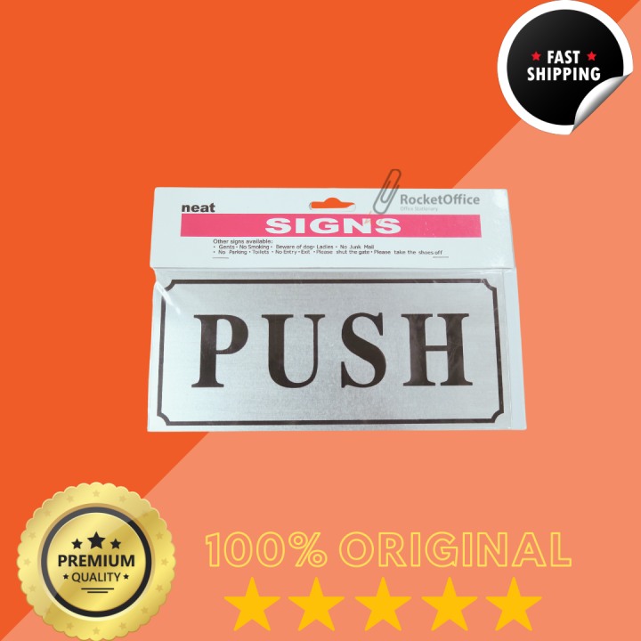 PUSH SIGN - Aluminum Metal Plate w/ Adhesive Sticker Signage | Lazada PH