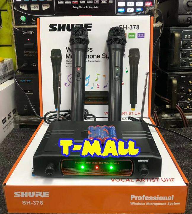 Shure SH-378 dual wireless microphone AA battery compatible(black ...
