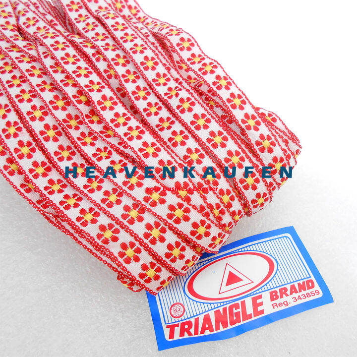 Pita Renda / Renda Tepi Lebar 1 cm Motif Bunga Warna Merah Per Rol isi ...