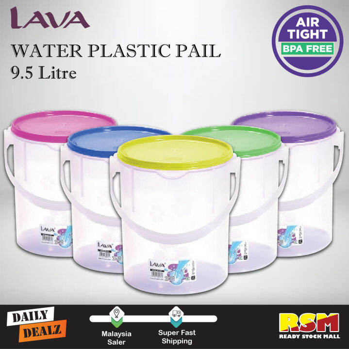 LAVA Water Plastic Pail Container Bucket BPA FREE AIRTIGHT 9.5L /Baldi ...