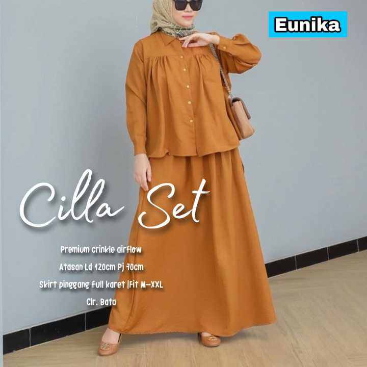 CILLA SET BY EUNIKA - SET BAJU DAN ROK - SETROK CRINKLE AIRFLOW | Lazada Indonesia