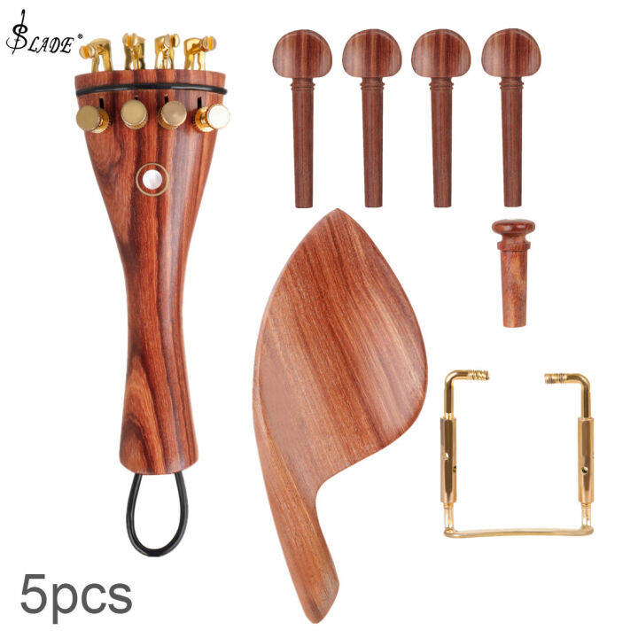 SLADE 1 Set 4/4 Jujube Wood Violin Parts Tuning Pegs Tailpiece Fine Tuning Chin Rest End Pin ...