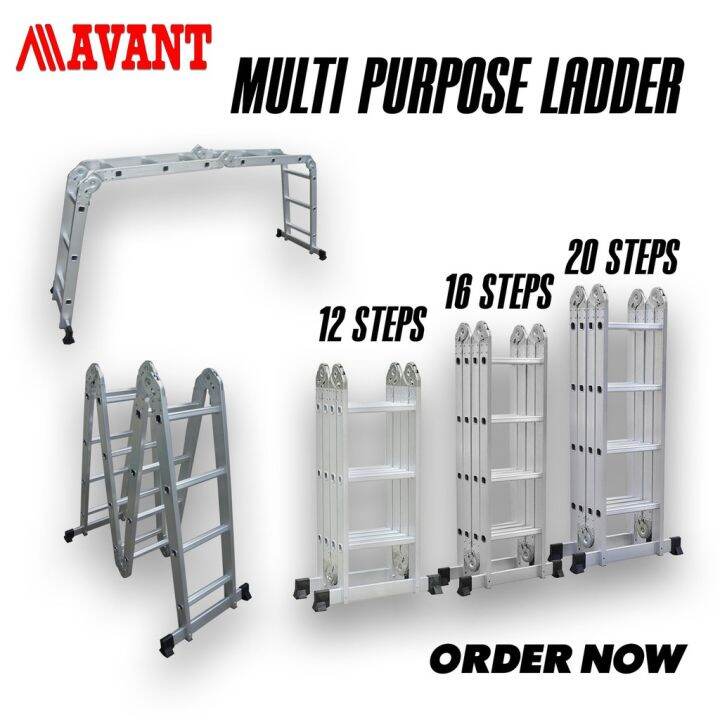 ★COD High Quality Multipurpose Ladder 7 in 1 Folding Ladder 12 Steps ...