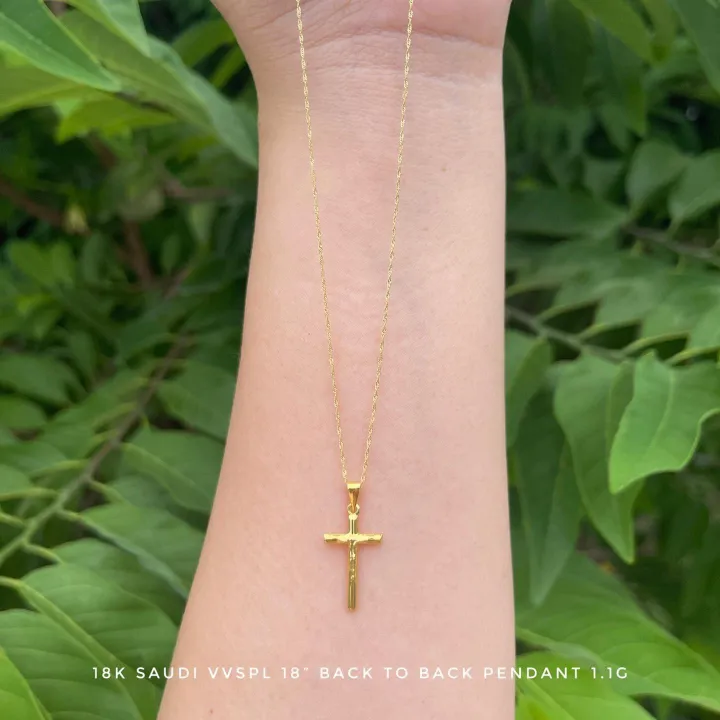 Pawnable 18K Saudi Gold Open Back Cross Pendant Necklace | Lazada PH