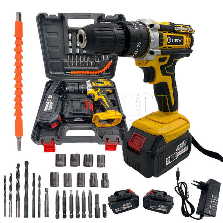 TOSYO สว่านไร้สาย สว่านแบต สว่าน รุ่น 238V 3 ระบบ กระแทก เจาะปูน แบตเตอรี่ Li-ion อย่างดี 2ก้อน ...