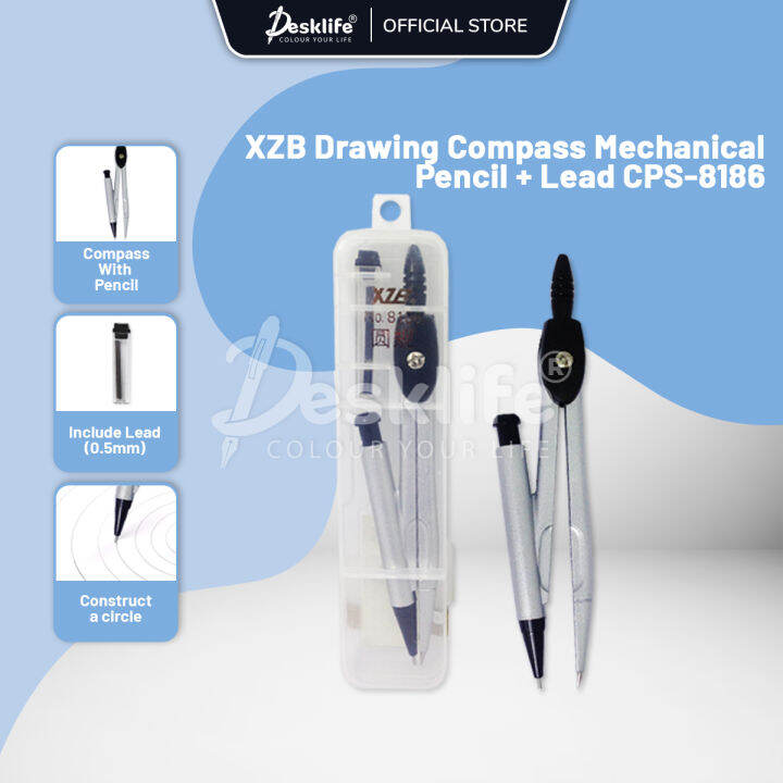 Desklife XZB Mechanical Pencil Compass + 0.5mm Lead CPS-8186 -(1s/PCS ...