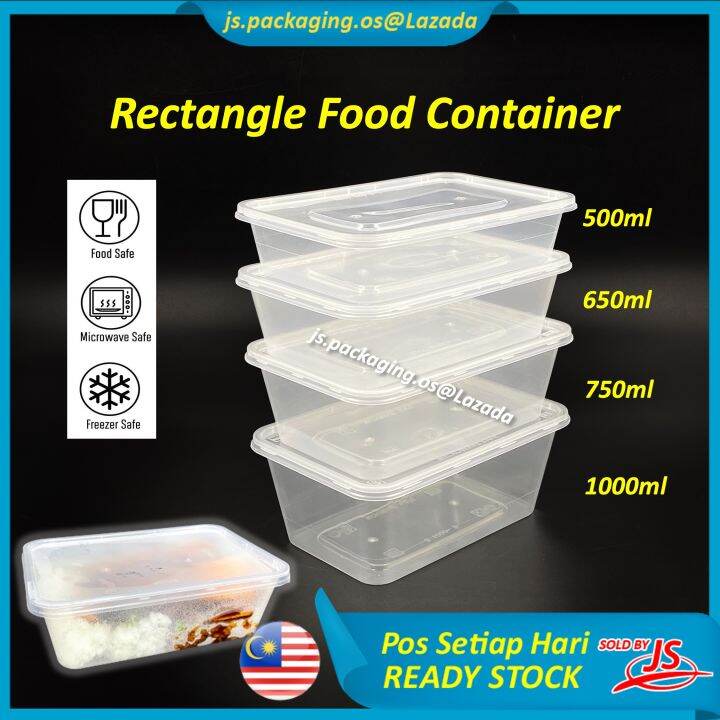 BEKAS PLASTIK MAKANAN 500ml/750ml/1000ml Rectangular Disposable Plastic ...