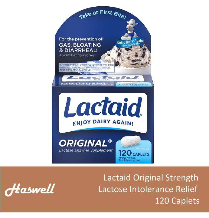 Lactaid Original Strength Lactose Intolerance Relief Caplets with ...