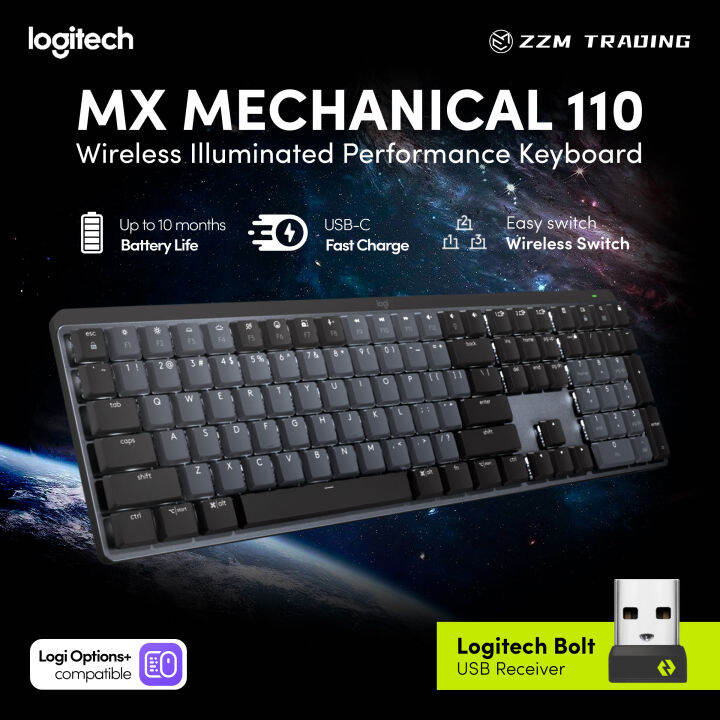 Logitech MX Mechanical 110 Bluetooth/Logi Bolt Wireless Backlit ...