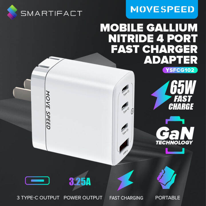 Move Speed Fast Charger Adapter YSFCG102-65W 3C1A 65W GaN+1.5m C-C line ...