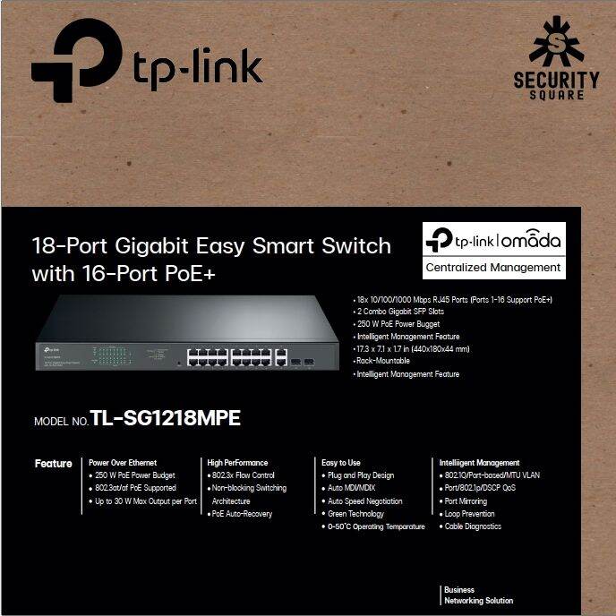 TP-Link 18-Port Gigabit Easy Smart Switch with 16-Port PoE+ | Lazada.co.th