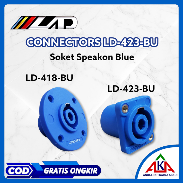 Soket Spikon Biru LAD Bulat / Kotak Speakon Socket Blue Female Konektor ...