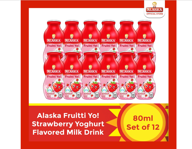 Alaska Fruitti Yo! Strawberry Yoghurt Ready to Drink Milk 80ml - Pack ...