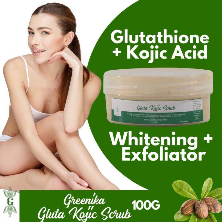 Greenika Gluta Kojic Face And Body Scrub For Whitening Dark Spot