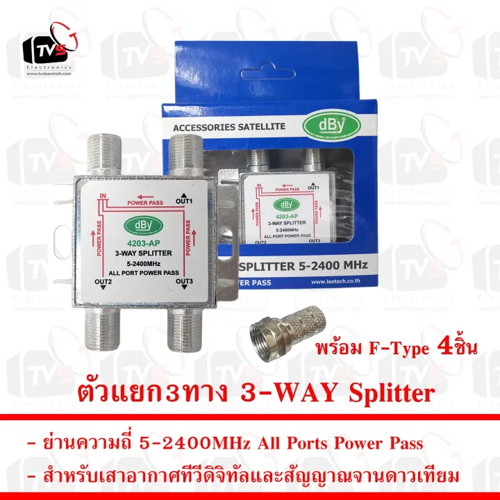 ตัวแยก3ทาง 3-WAY Splitter สำหรับสัญญาณเสาอากาศทีวีดิจิทัลและสัญญาณจาน ...