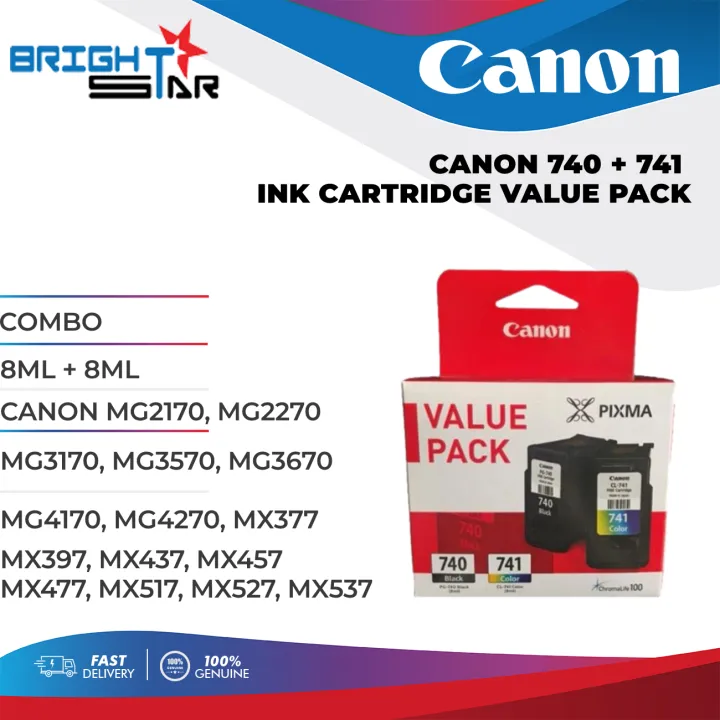 CANON 740 + 741 INK CARTRIDGE VALUE PACK / COMBO / 8ML + 8ML / CANON ...