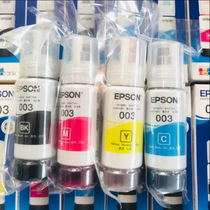 Epson 003 Original Ink Bottle Set of 4 Colors Black, Cyan, Yellow ...