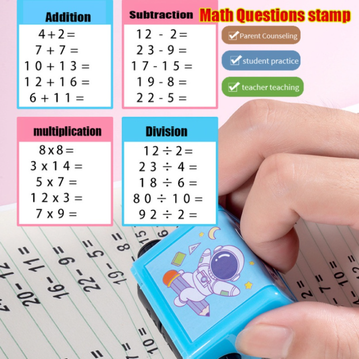 Math Roller Stamp Add Subtract Multiply Divide Seal Stamp Kids Math ...