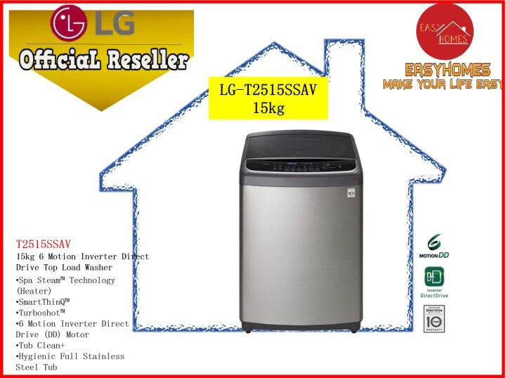 LG-T2515SSAV 15kg 6 Motion Inverter Direct Drive Top Load Washer with ...