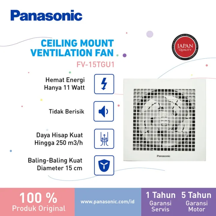 Panasonic Exhaust Fan Ceiling Plapon Kipas Hisap Toilet 6 In FV 15 TGU FV15 TGU FV-15 TGU ...