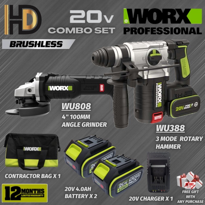 WORX 20V 2 IN 1 COMBO SET / Limited Offer / WU388 + WU808 / 3 Mode ...