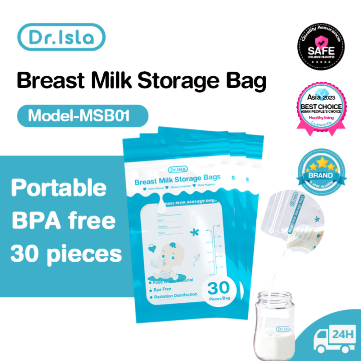 Dr. Isla MSB01 Breast Milk Storage Bags 30PCS Zip Lock Version 250mL ...