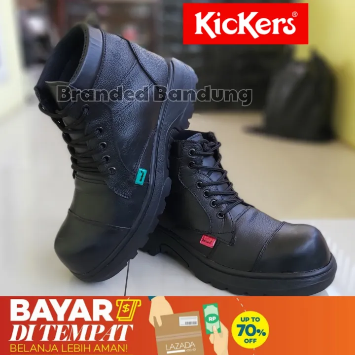 Sepatu boots kickers Comando safety ujung besi 100% kulit sapi kerja ...