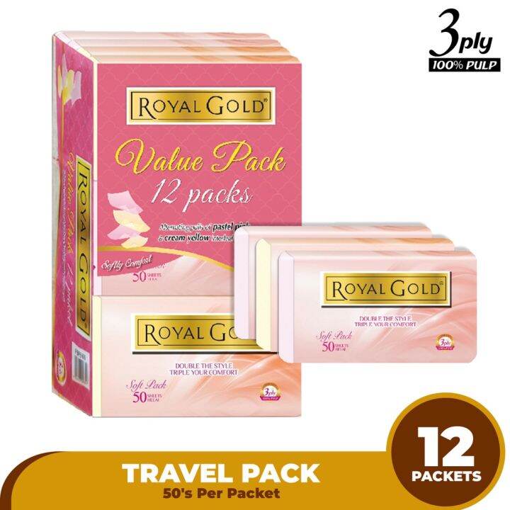 SKM Royal Gold Twin Tone Travel Pack 3PLY (50's x 12 Packets) L206 | Lazada