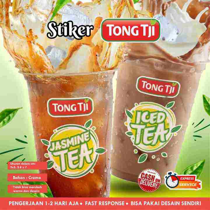 Stiker ES TEH TONG TJI cromo / Stiker kemasan minuman / stiker cup ...
