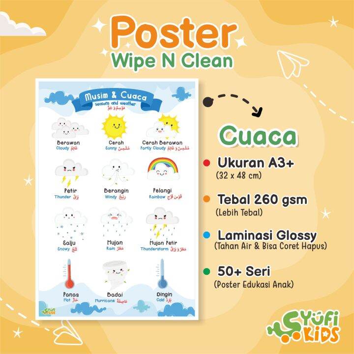 Poster Anak Mengenal Cuaca - Poster Edukasi Anak - Poster Belajar ...