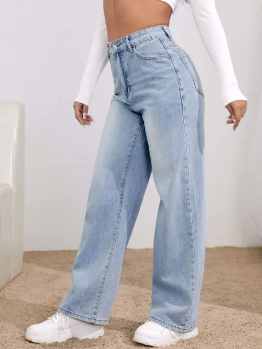 HIGHWAIST DENIM SQUAREPANTS WIDELEG (Random Design) | Lazada PH