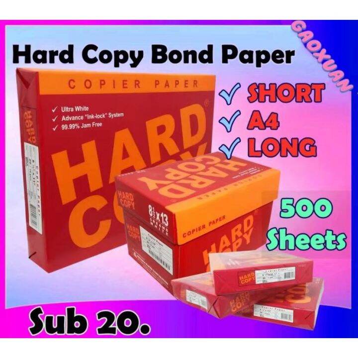4f$Hard Copy Bond Paper 3 SIZE Short / A4 / Long 70Gsm Substances 20 ...