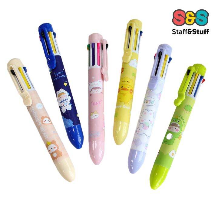 8-Colored Multicolor Ballpen Color Pen Retractable School Supplies ...