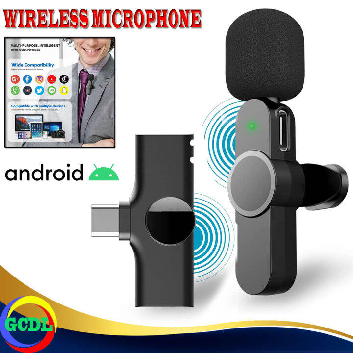 Wireless Microphone 2.4GHz Type C Microphone Phone Lapel Video Mic Vlog ...