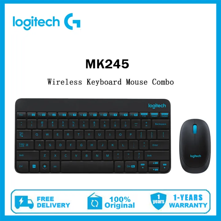 Logitech Mk245 Wireless Keyboard Mouse Combo Set For Notebook Laptop Mac Desktop Pc Computer Usb