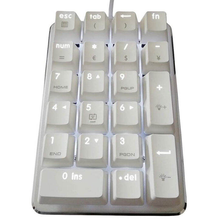 21 Keys White Backlit Mechanical Numeric Keypad Numpad with Cherry Blue ...