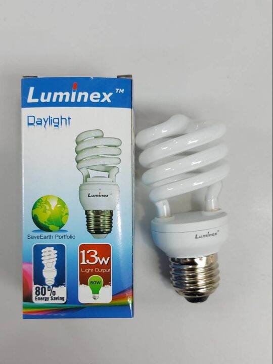 หลอดประหยัดไฟยี่ห้อ Luminex 13W Daylight E27 | Lazada.co.th