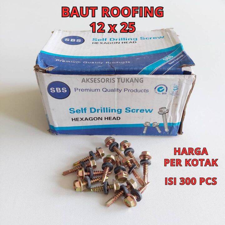 [300 PCS] Baut Rangka Baja Ringan 12x25 Per Kotak Skrup Roofing SDS 12 ...
