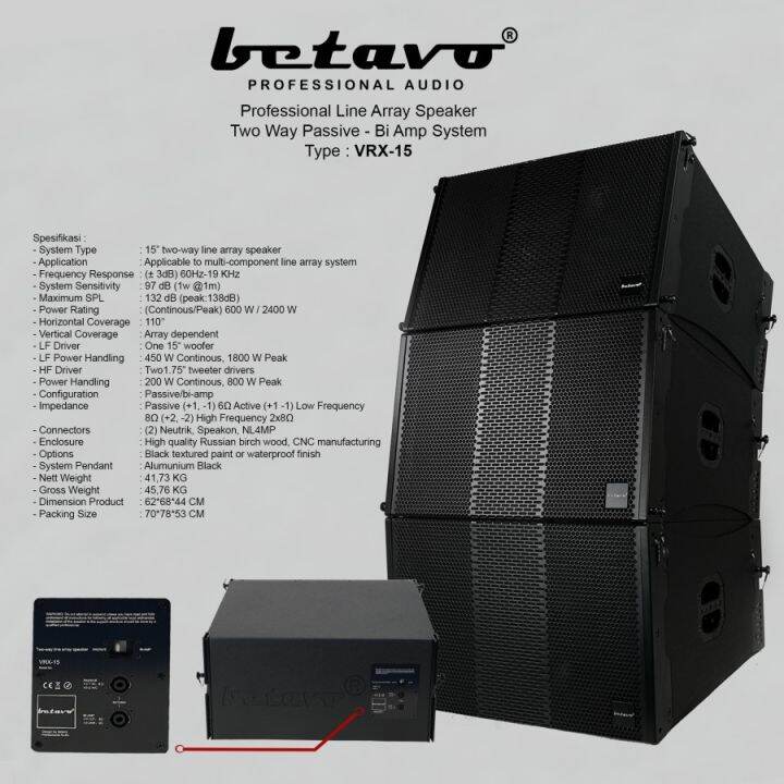 Professional Line Array Speaker Two Way Passive-Bi Amp Betavo VRX-15 ...